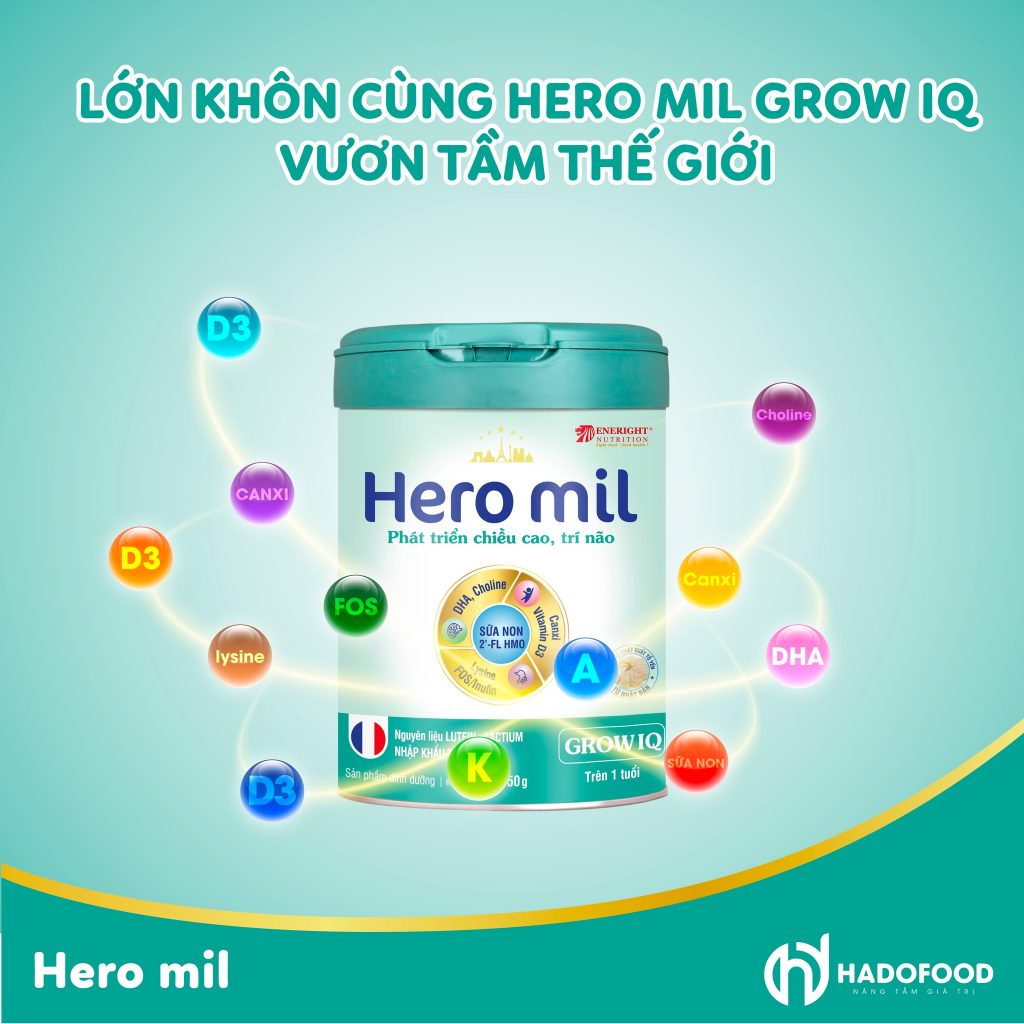 Sữa Hero Mil Grow IQ 850g - Công Ty Cổ Phần Dinh Dưỡng Hadofood
